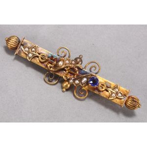 Australian 15ct Gold Bar Brooch with Blue Tourmaline Stone - Brooches ...