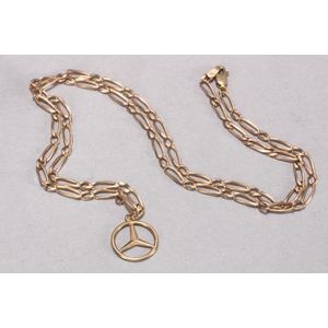 Italian 9ct Gold Chain with Mercedes Badge Charm Pendant - Necklace ...