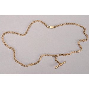 9ct Gold Chain with T-Bar, Stamped 375, 9.86gm, 45cm Length - Necklace ...