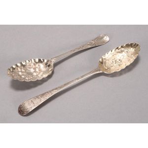 Georgian Sterling Silver Berry Spoons with Fruit Motifs, 116gm ...