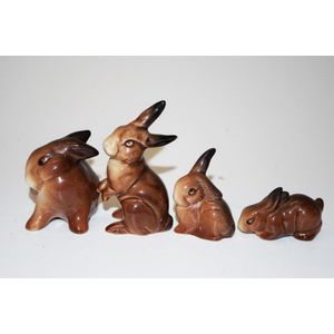 Set of 4 Brown Beswick Rabbit Figures - 8cm Tall - Beswick - Ceramics