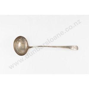 George III Sterling Silver Soup Ladle, London 1787, Engraved Crest ...