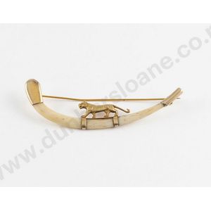 Victorian Raj 14ct Gold Tiger Clavicle Bone Brooch, Calcutta - Brooches ...