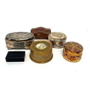 Cranberry Glass and Silver Plate Trinket Box Collection - British ...