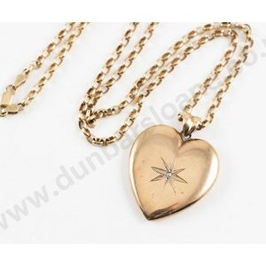9ct Trace Link Neck Chain with Heart Pendant and Diamond - Pendants ...