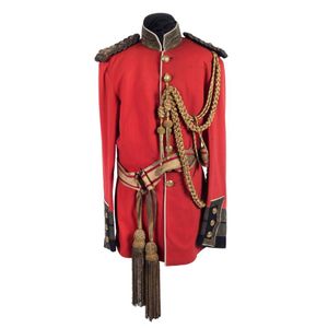 Officer's red dress tunic and accoutrements on mannequin display ...