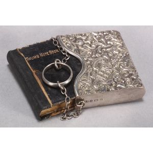 Edwardian Sterling Silver Thumb Notebook Case with Original Leather ...