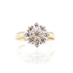 9ct Yellow Gold Diamond Ring, English 375 Marks, Size O - Rings - Jewellery