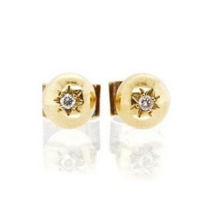 18ct Yellow Gold Diamond Button Stud Earrings by Michael Chubb ...