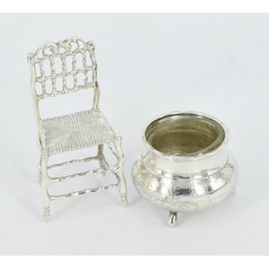 Collectable sterling silver miniature statuary and household wares ...