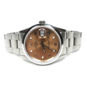 Rolex Date Stainless Steel Watch with Copper Dial and Indices - Watches ...