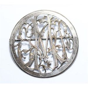 Hand-carved Sterling Silver Initial Brooch with Leaf Detail - Brooches ...