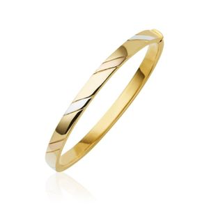 Tri-colour Gold Bangle with Twisting Bands and Hinged Clasp - Bracelets ...