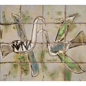Birds of Peace Enamel Art by Pat Hanly - Copper - Metalware