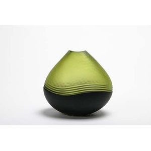 Green Landscape Vessel with Carved Top and Engraved Base - New Zealand ...