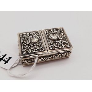 Ornate Bird Silver Stamp Case with Twin Compartments - Zother - Silver