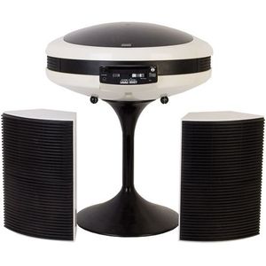 Retro 'Space-Ship' Stereo System with Record Player and Speakers - Hi ...