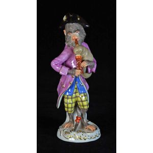 Meissen Monkey Band Bagpipe Player Figurine - Meissen - Ceramics