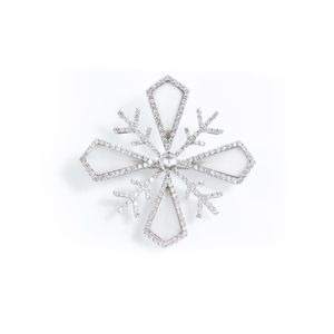 18ct White Gold Diamond Snowflake Brooch - Brooches - Jewellery