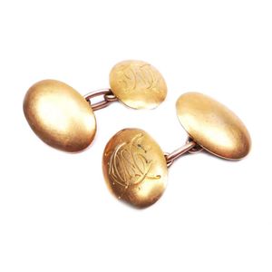 Monogrammed Oval 18ct Yellow Gold Chain Linked Cufflinks Set ...