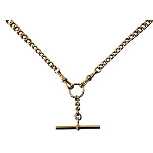 9ct Curb Link Fob Chain with Albert Clips and T-Bar - Necklace/Chain ...