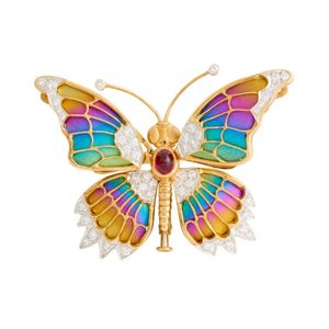 Selbearn Butterfly Brooch/Pendant with Ruby, Diamond, Enamel - Brooches ...