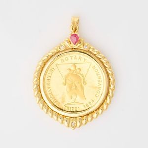 Rotary International Commemorative Gold Coin Pendant with Diamonds and ...
