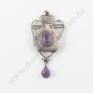 Reuben Watts Sterling Silver Arts & Crafts Amethyst Pendant - Pendants ...