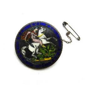 Enamel St. George & Dragon Brooch with George IV Coin - Brooches ...