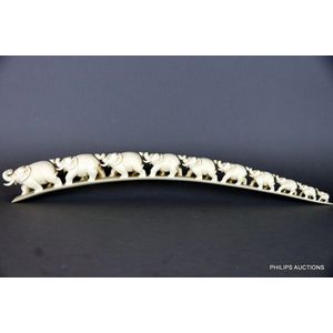 Carved Chinese ivory tusks and ivory tusk bridges - price guide and values
