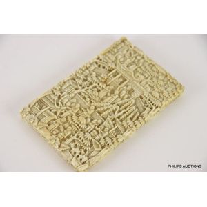 Qing Dynasty Ivory Calling Card Case with Relief Carving - Ivory - Oriental