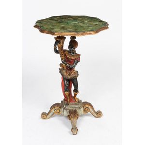 Polychromed Blackamoor Table with Serpentine Top and Acanthus Legs ...