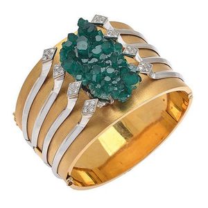 Emerald and Diamond Bangle with Gilson Crystal - Bracelets/Bangles ...