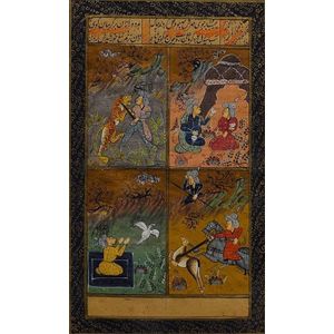 Mughal Turbaned Figure Hunting Scenes - Art - Oriental