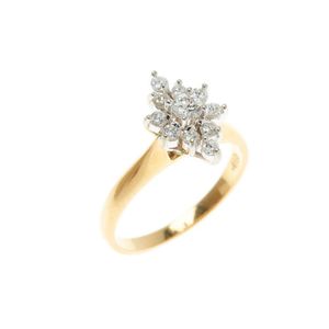 18ct Gold Snowflake Diamond Cluster Ring, Size L - Rings - Jewellery