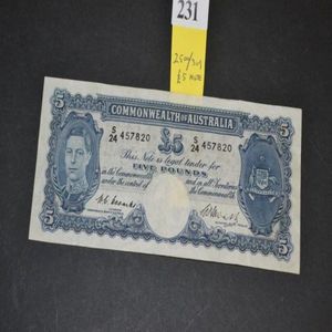 1949 Australian Five Pound Note - Coins - Numismatics, Stamps & Scrip