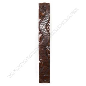 Carved Maori Taniwha Panel with Paua Eyes - New Zealand Maori - Tribal
