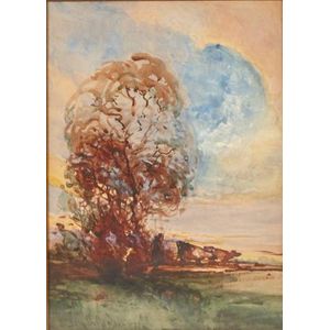 Farmscape Tree in Watercolour - Watercolours, Other Works on Paper - Art