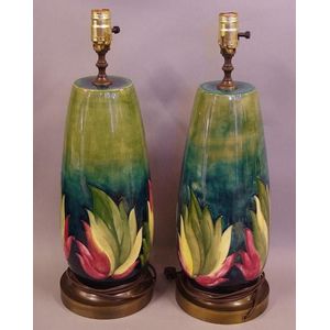 Moorcroft Pottery (England) lamp bases - price guide and values
