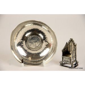 Antique silver dish with embedded coin - price guide and values