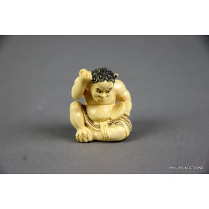 Japanese Ivory Oni Netsuke, Meiji Period - Netsuke - Oriental
