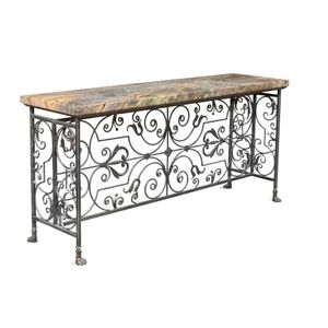 Ornate Wrought Iron and Marble Console Table with Lion Feet ...