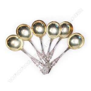 Birks Silver Dessert Spoons, Queens Pattern, Original Gilding ...