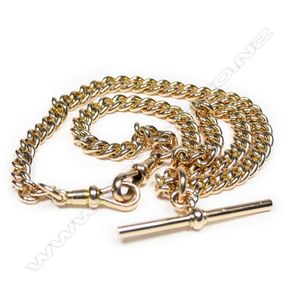 1900 9ct Gold Curb Link Albert Chain with Dog Clips - Necklace/Chain ...