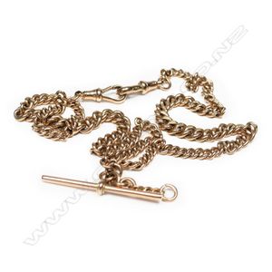 1900 Rose Gold Albert Chain with Dog Clips - Necklace/Chain - Jewellery