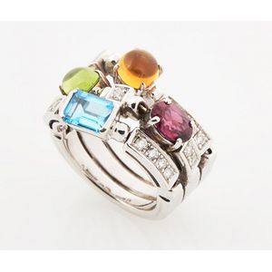 Multi-Colour Contemporary Diamond Dress Ring - Rings - Jewellery