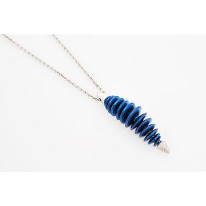 Blue Titanium and Diamond Pendant with Long Chain - Pendants/Lockets ...