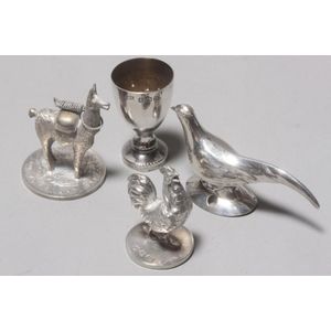 Collectable sterling silver miniature statuary and household wares ...