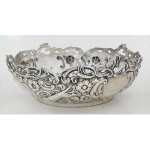 Embossed Sterling Silver Pierced Bowl - Bowls, Comports and Dishes - Silver