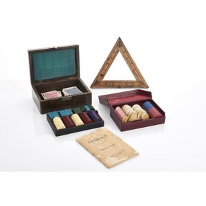 Antique Gaming Set: Thornhill London Poker Chips & Cribbage Board ...